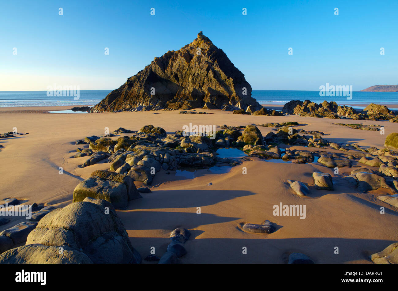 Western side of Three Cliffs Bay, Gower peninsula, Wales Stock Photo ...