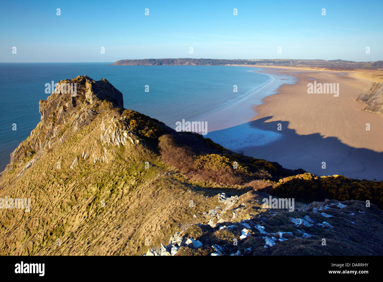 View from Great Tor, Three Cliffs Bay, looking westwards over Oxwich ...