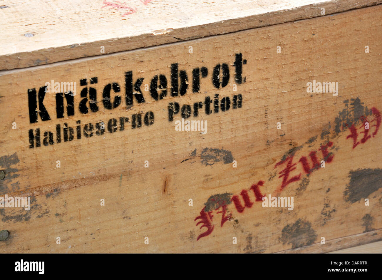 WW2 German wooden crate containing 'Crispbread; half portions'. War and ...