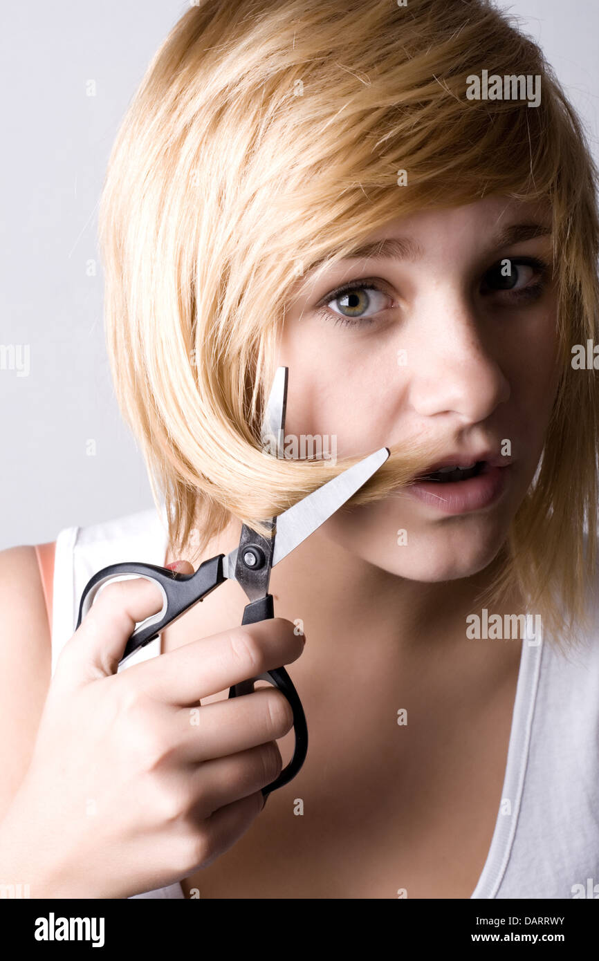 woman with scissors Stock Photo - Alamy