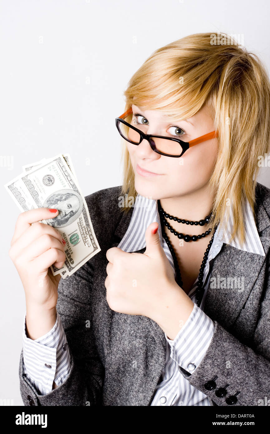 businesswoman with money Stock Photo - Alamy