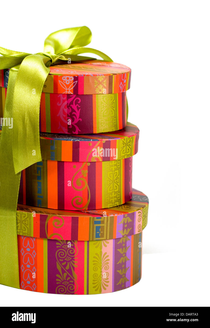 pyramid of colorfull gift boxes Stock Photo - Alamy