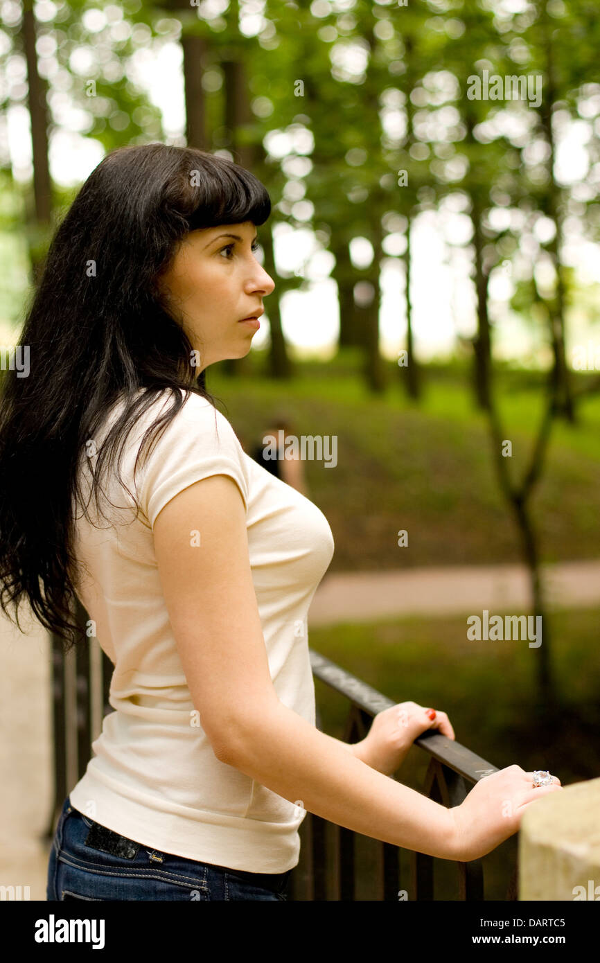 woman on a bridge Stock Photo - Alamy
