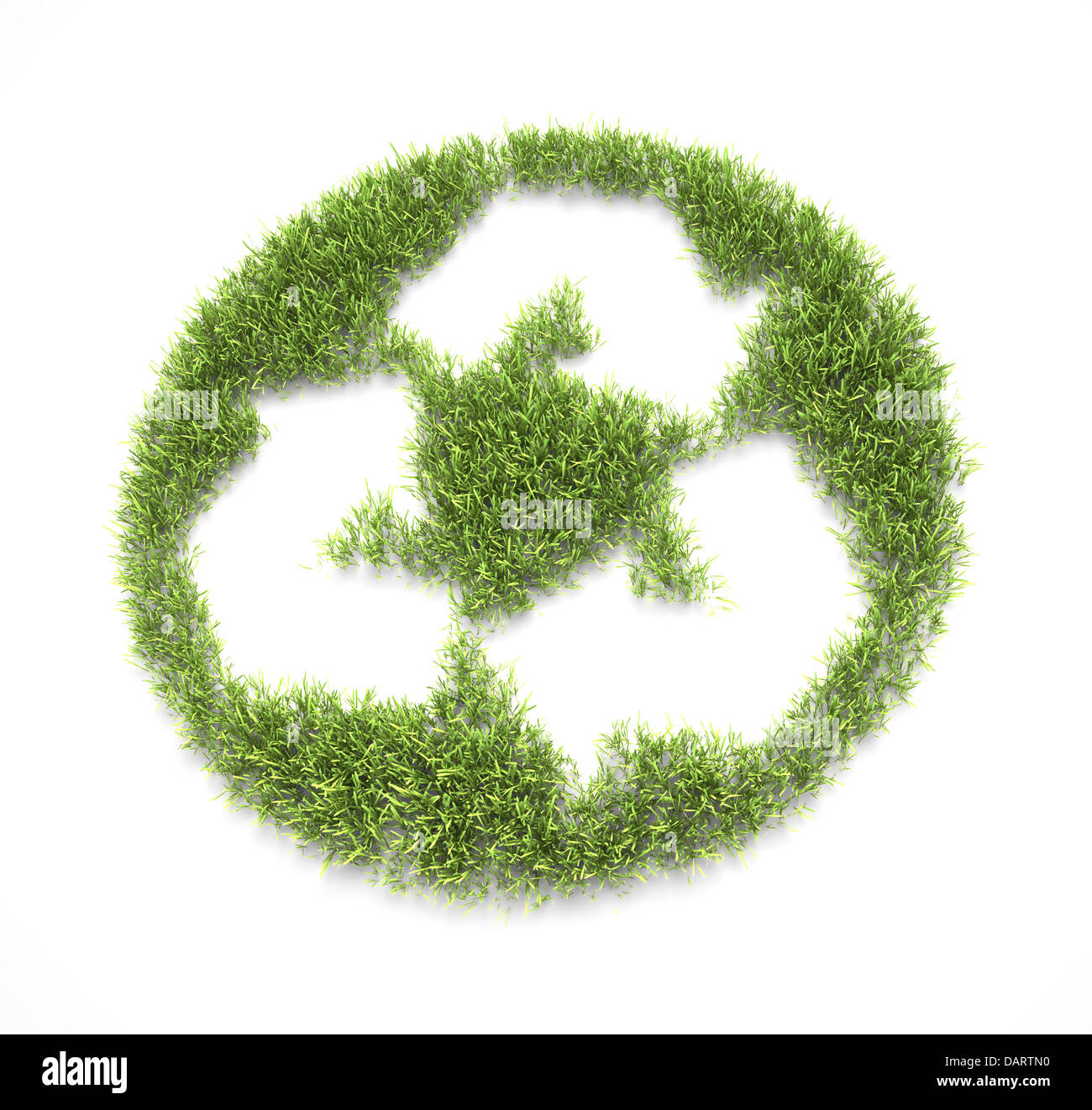 Grass patch shaped like a recycling symbol Stock Photo - Alamy
