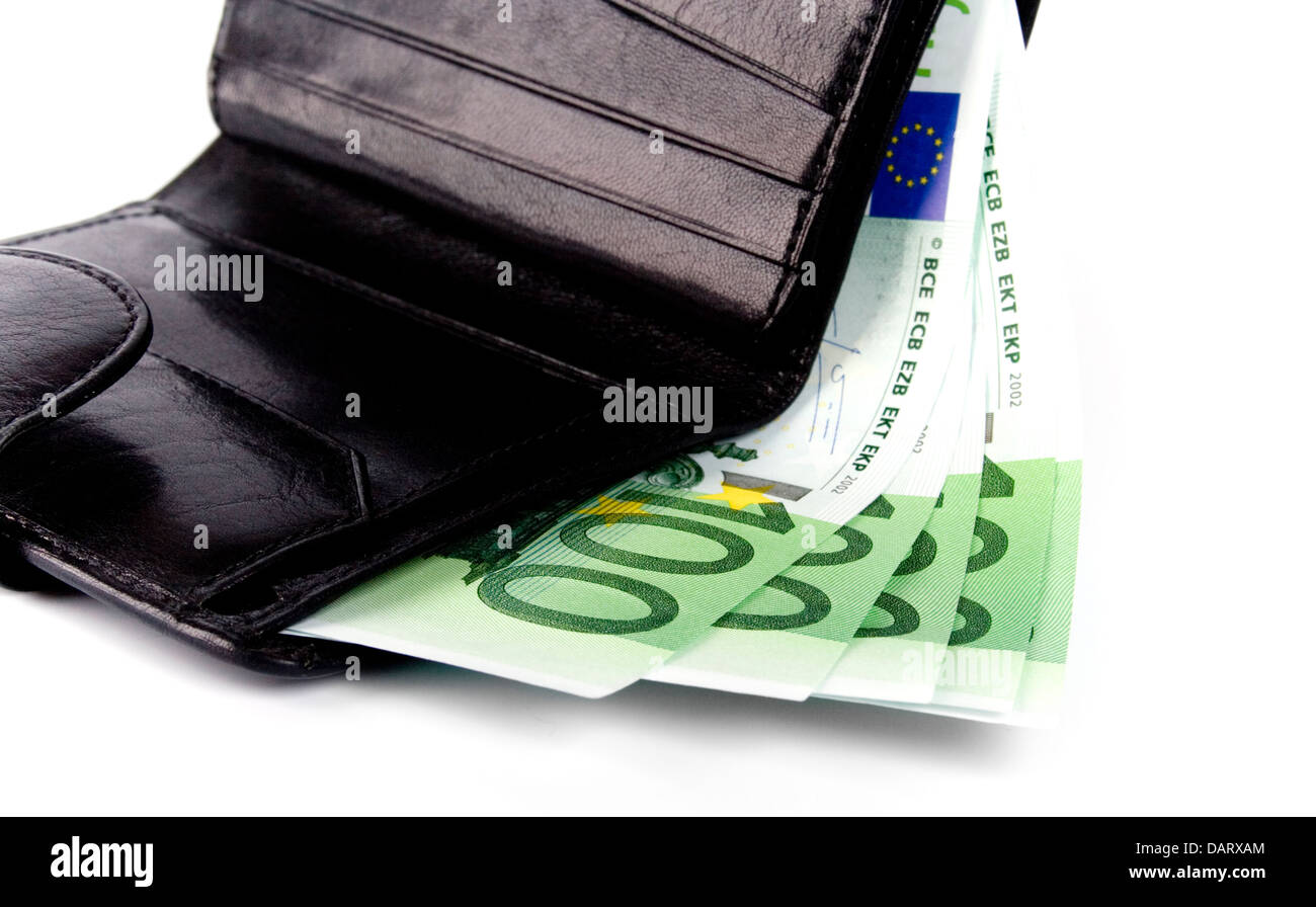 euro and a leather purse Stock Photo - Alamy