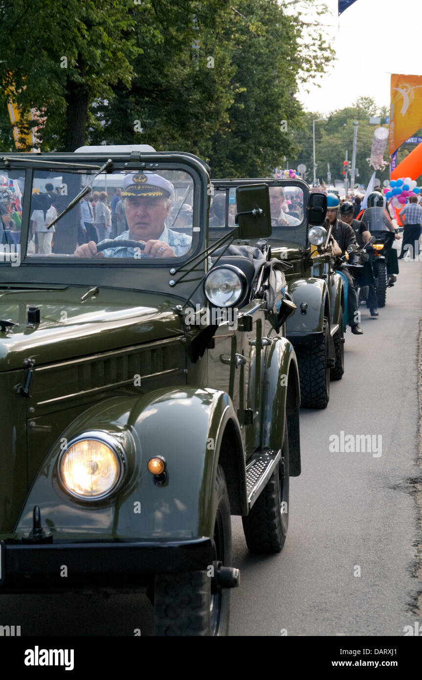 retro russian soviet military jeeps on street parade Stock Photo - Alamy