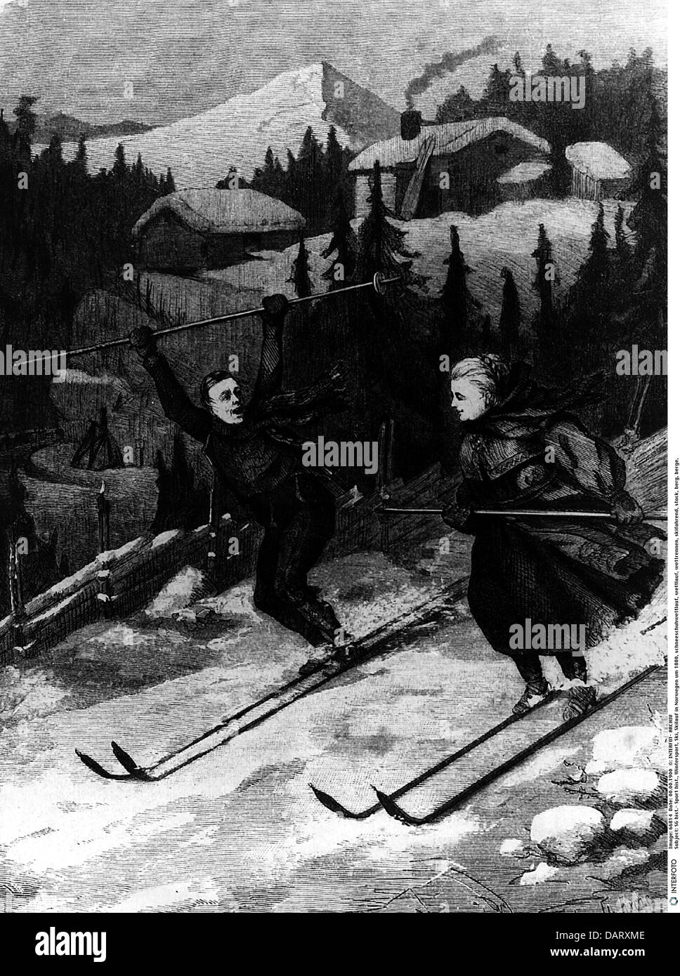 sports, winter sports, skiing, Norway, circa 1880, Additional-Rights ...