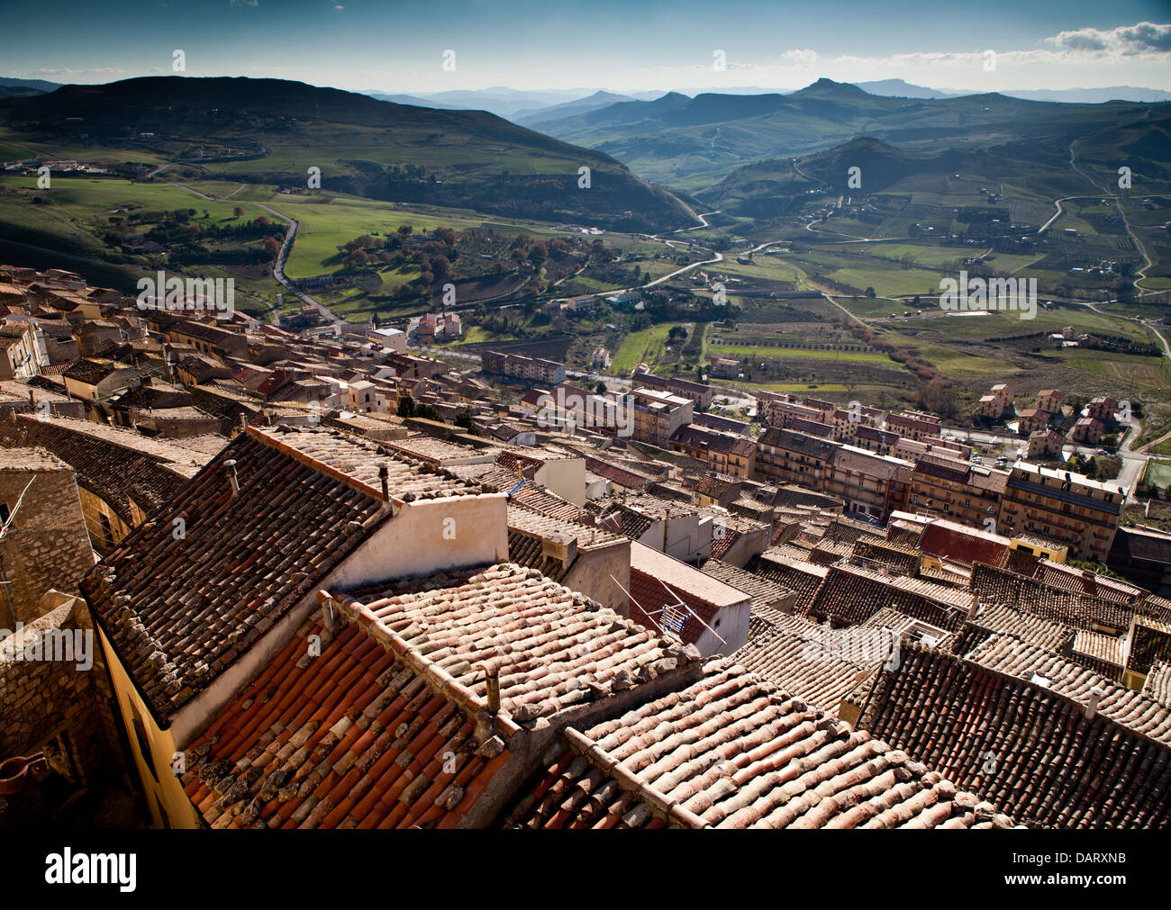 The mountain town of Gangi on the Madonie mountains in the Province of ...