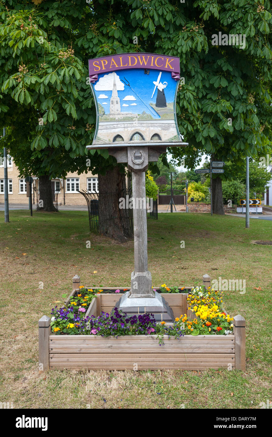 The Spaldwick Village sign near Huntingdon Cambridgeshire UK Stock ...