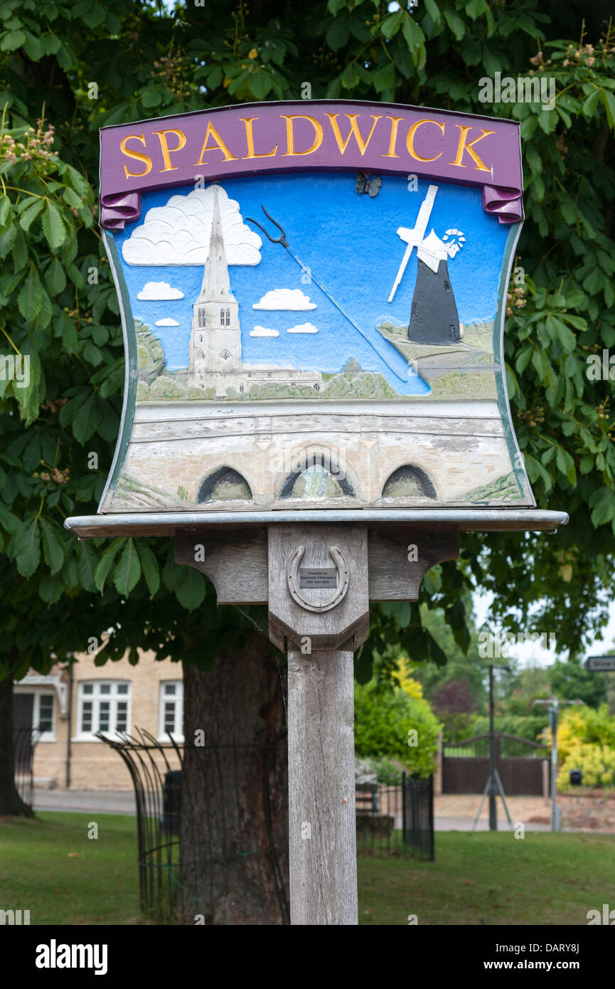 The Spaldwick Village sign near Huntingdon Cambridgeshire UK Stock ...
