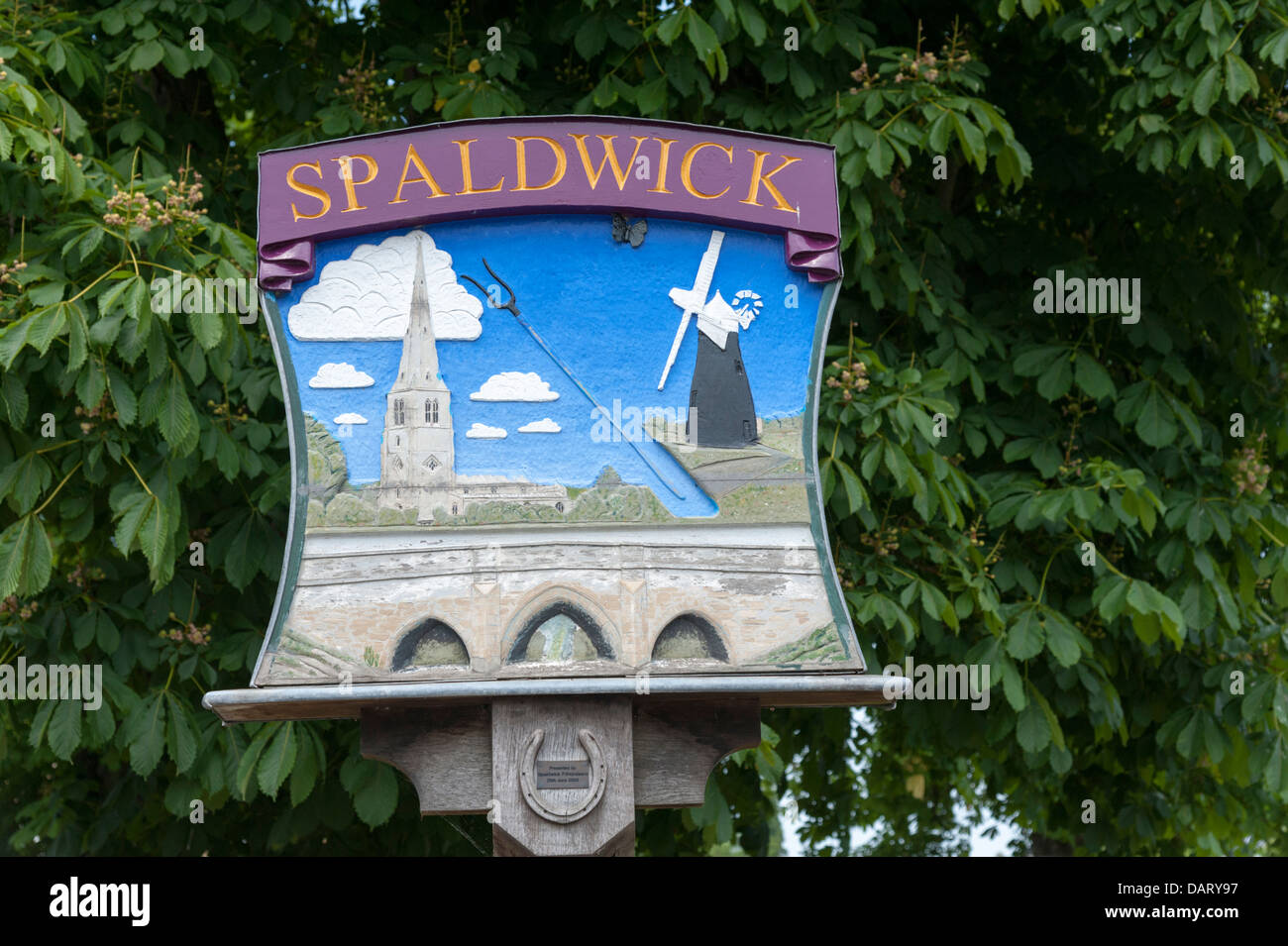 The Spaldwick Village sign near Huntingdon Cambridgeshire UK Stock ...