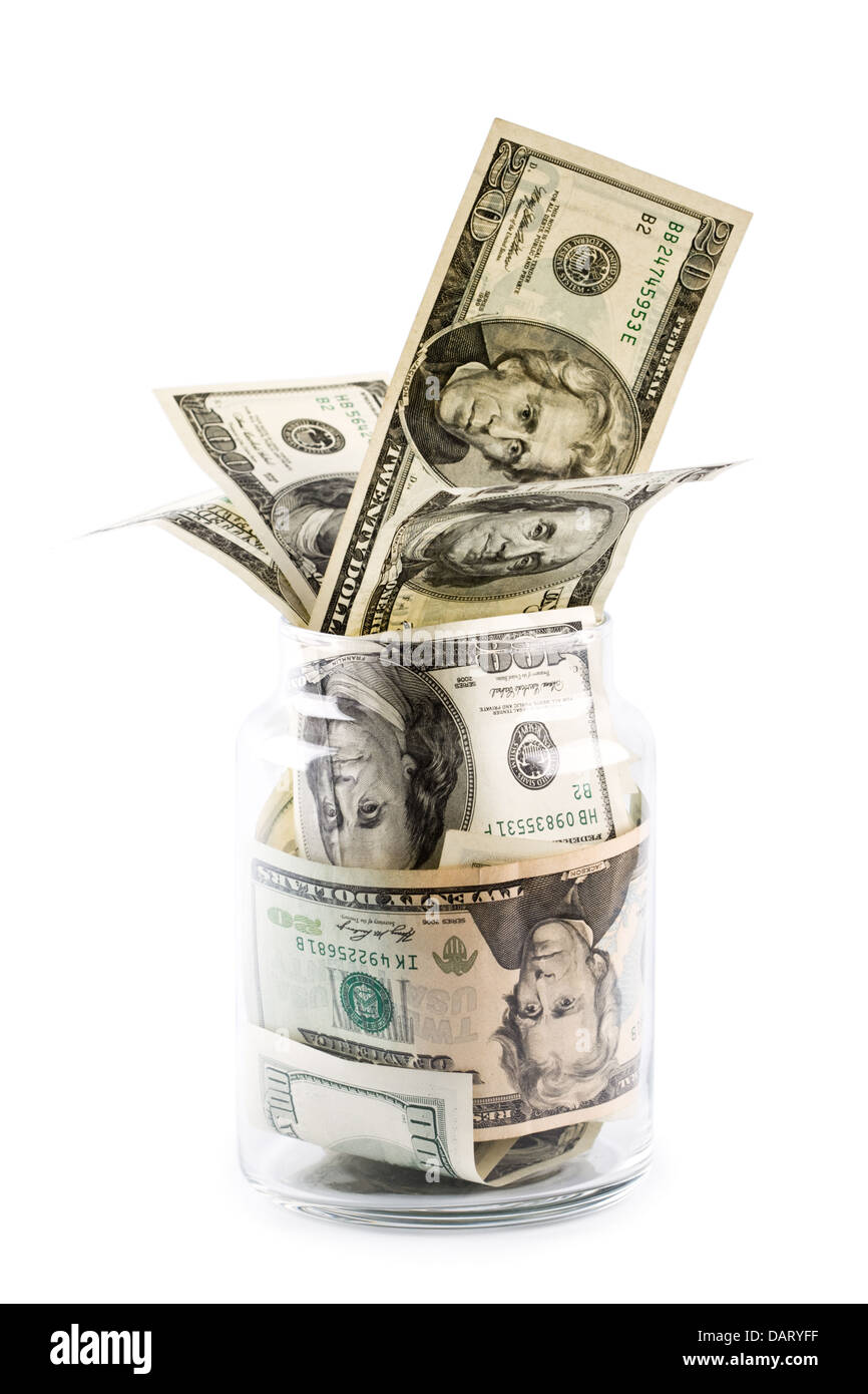 money in glass jar Stock Photo - Alamy