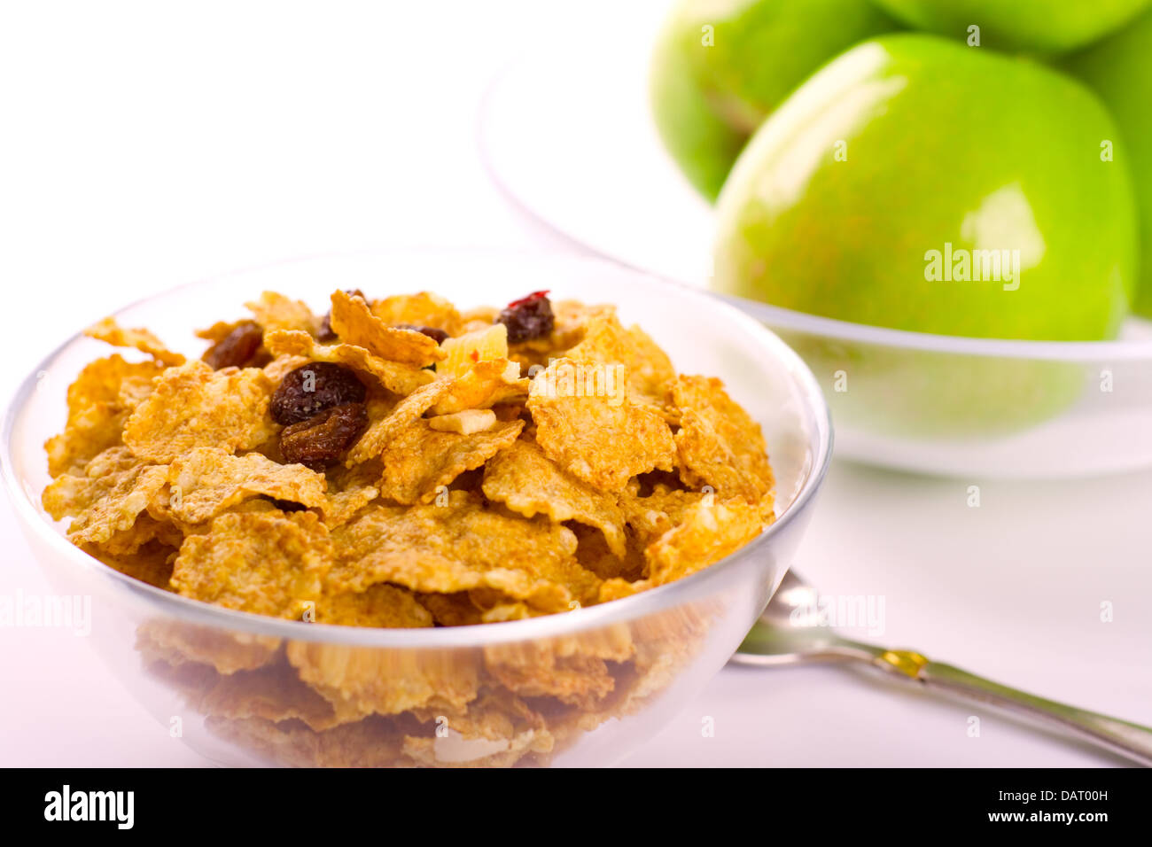 cornflakes and green apples Stock Photo - Alamy