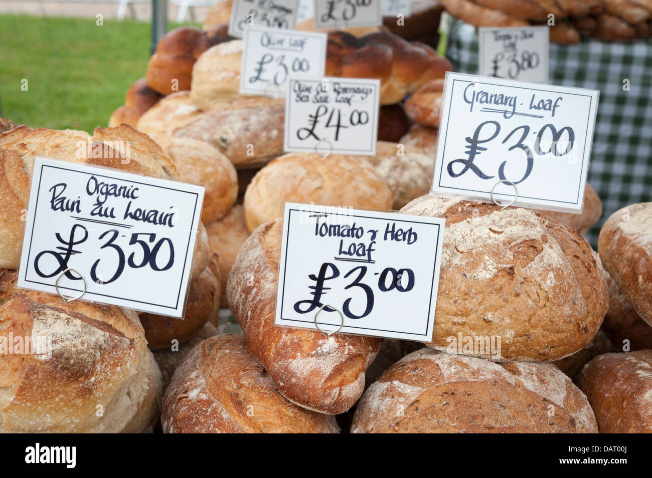 Bread for sale on a stall at a country gardening and food show with ...