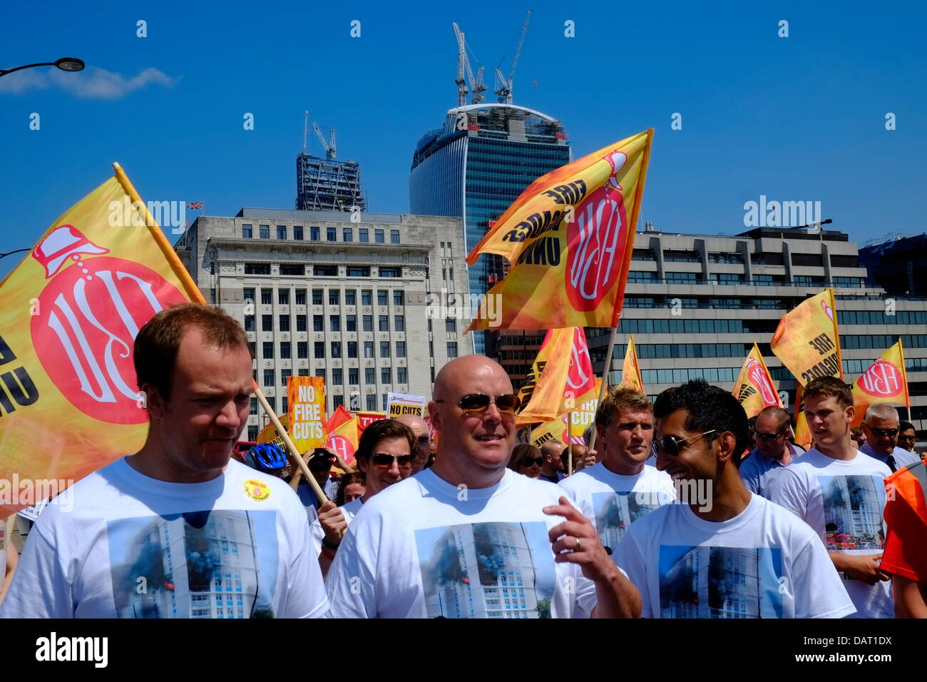 Fireman's Union march through London Stock Photo - Alamy