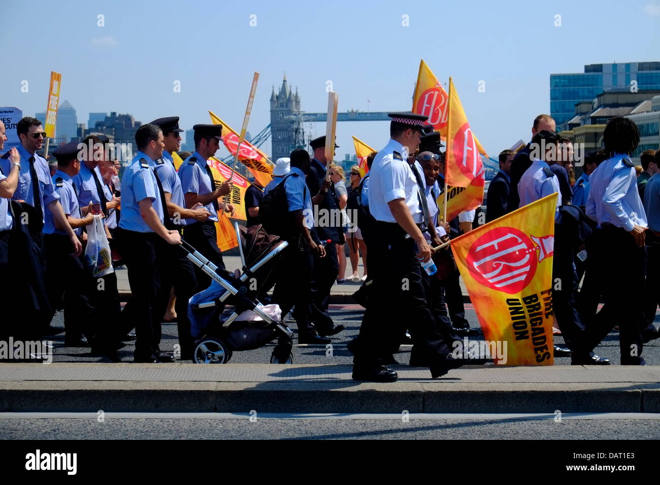 Fireman's Union march through London Stock Photo - Alamy