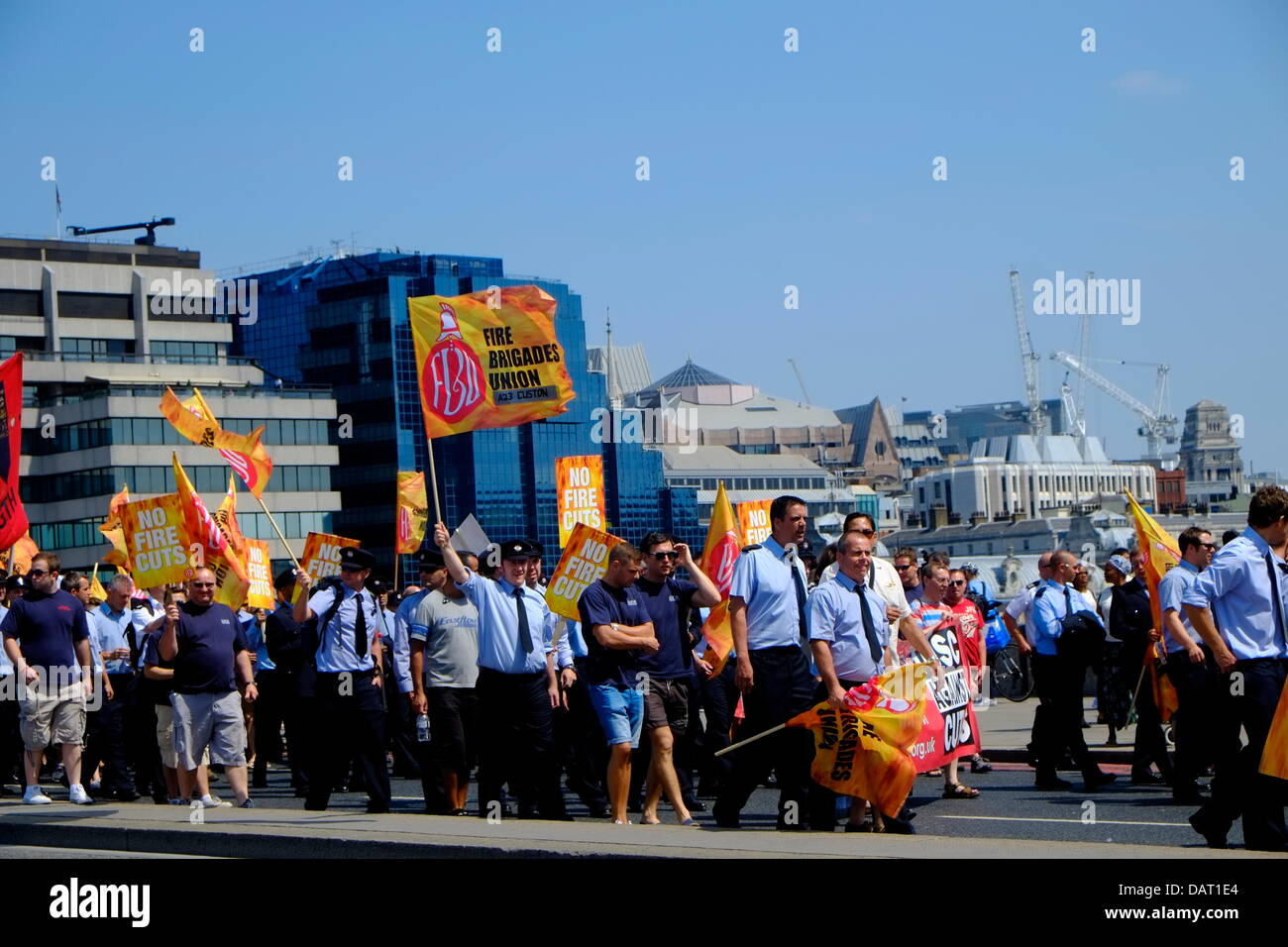 Fireman's Union march through London Stock Photo - Alamy