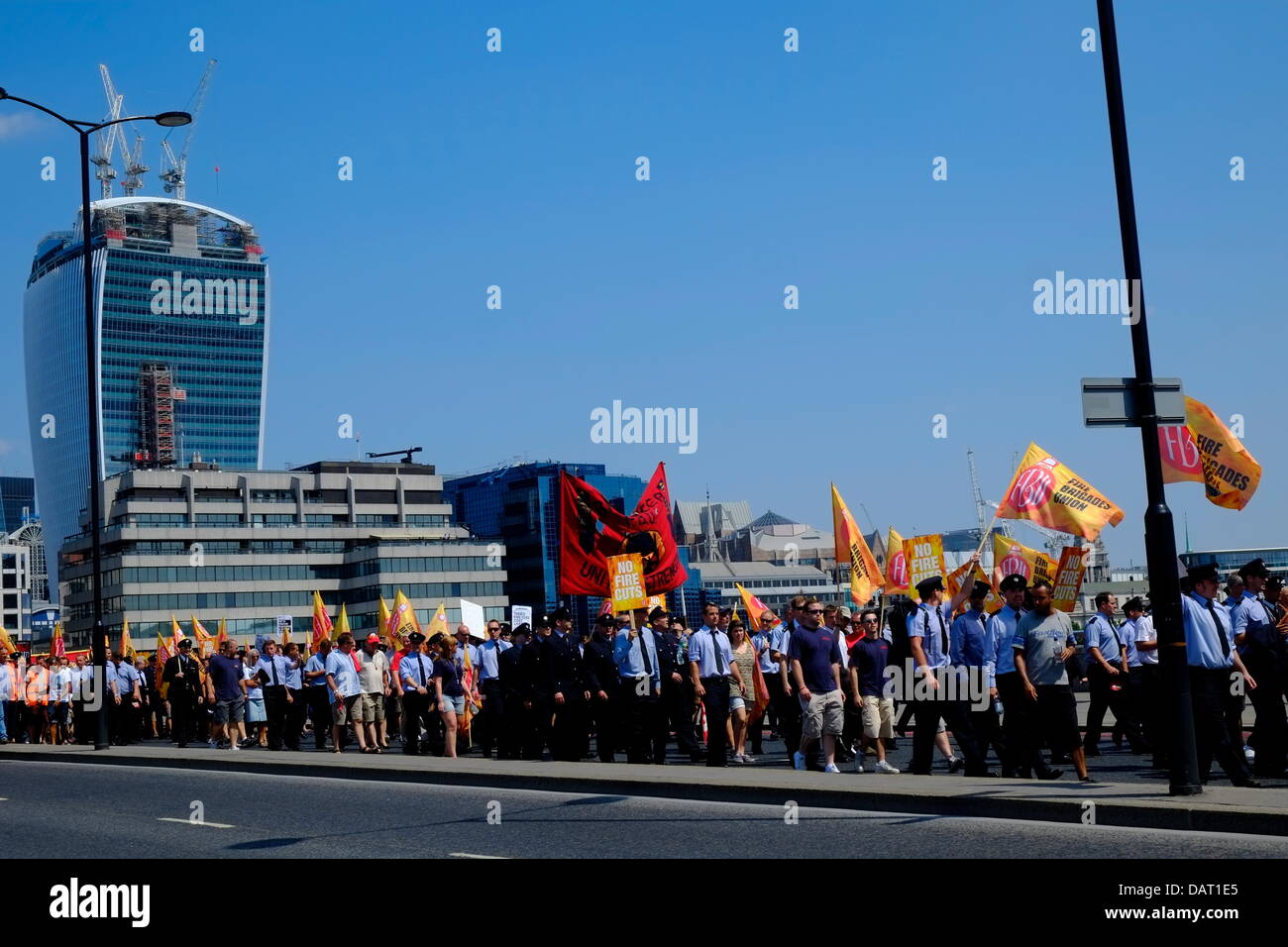 Fireman's Union march through London Stock Photo - Alamy