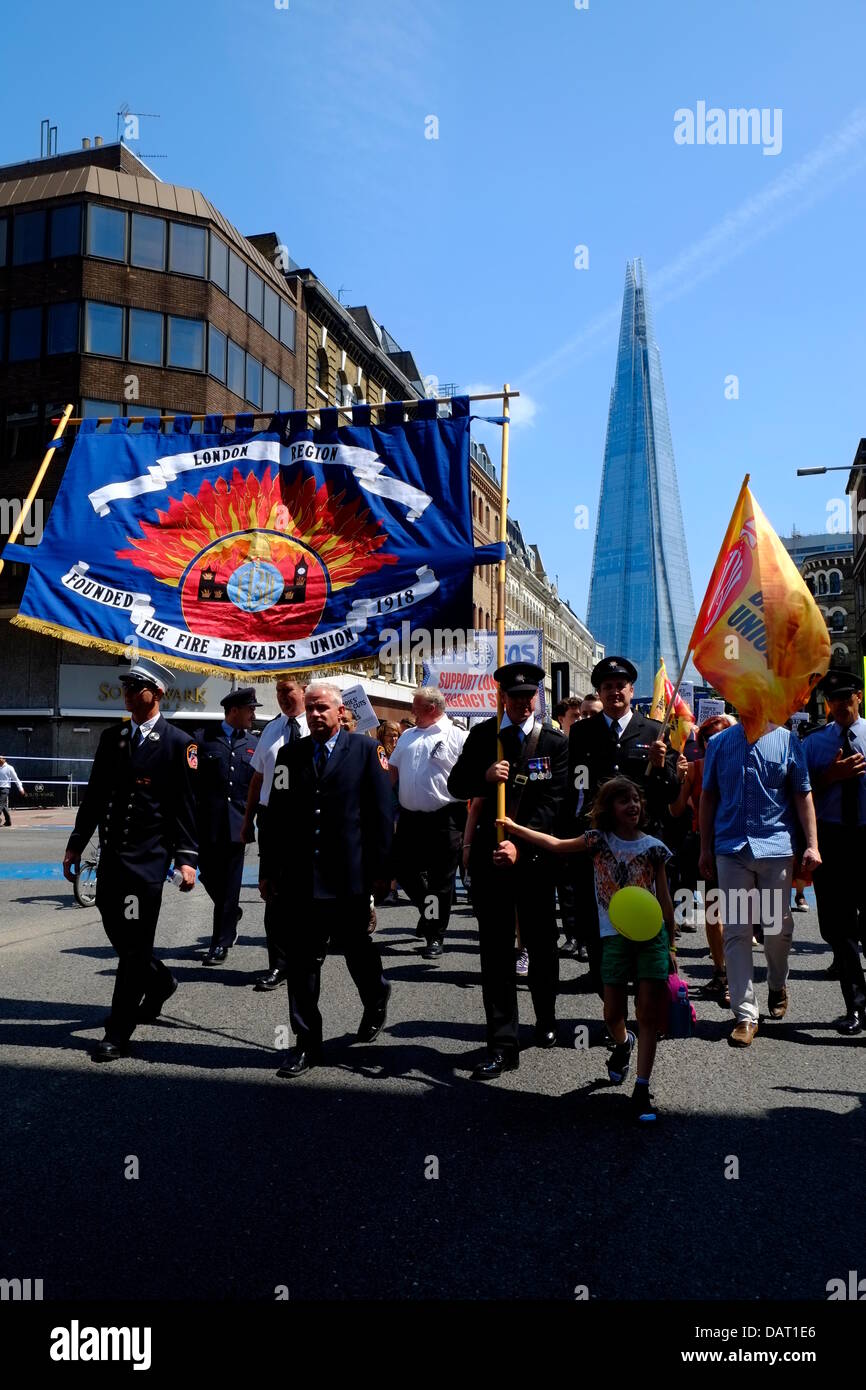 Fireman's Union march through London Stock Photo - Alamy