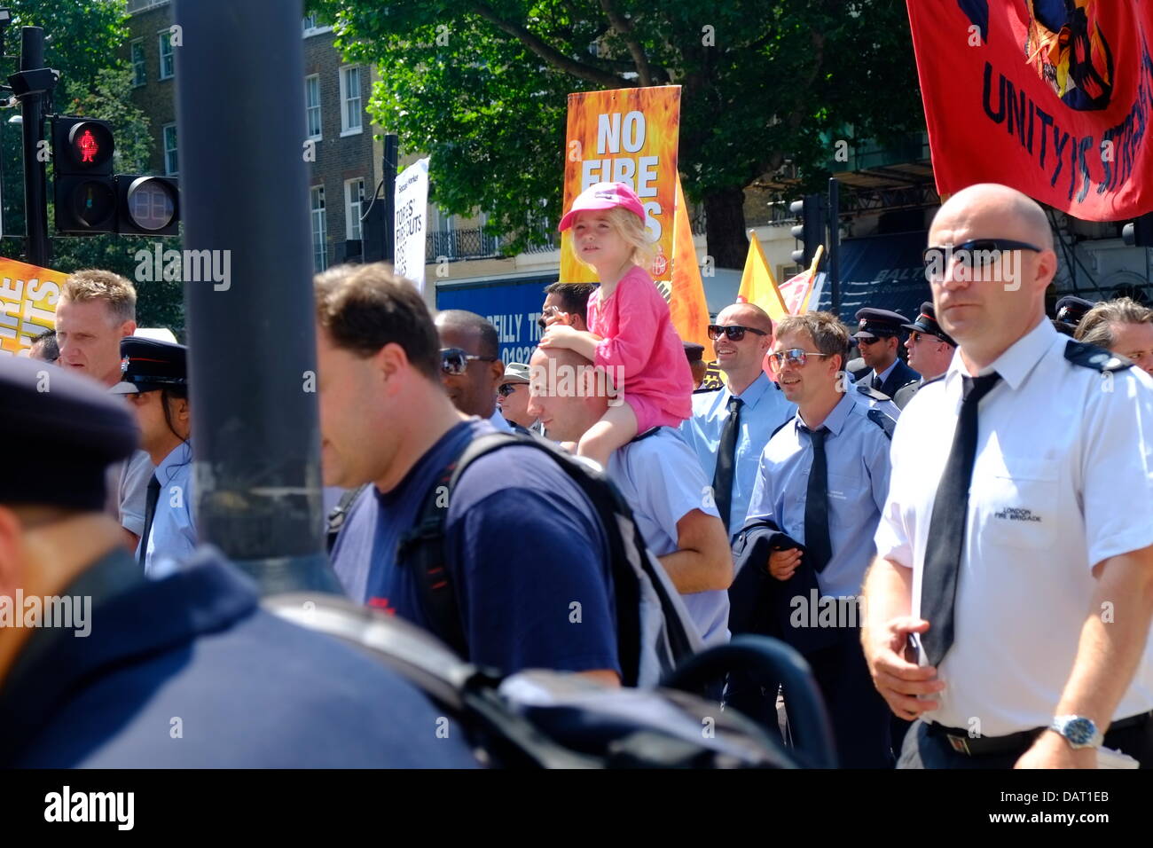 Fireman's Union march through London Stock Photo - Alamy