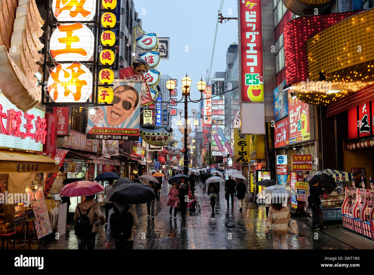 The Bright Neon Lights of Dotonbori Restaurant and Shopping District on ...