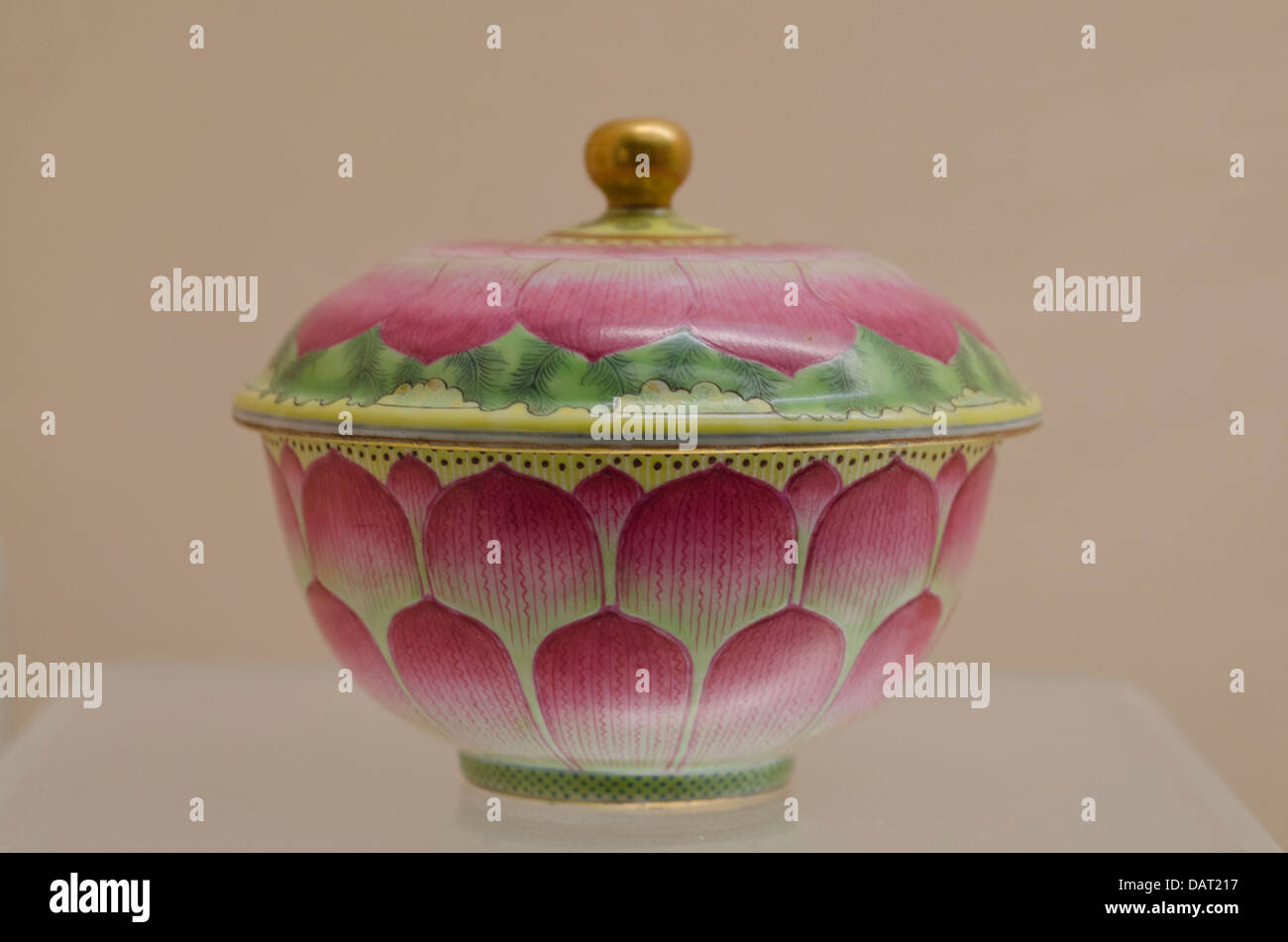 China, Shanghai, Shanghai Museum. Jingdezhen ware covered lotus flower ...