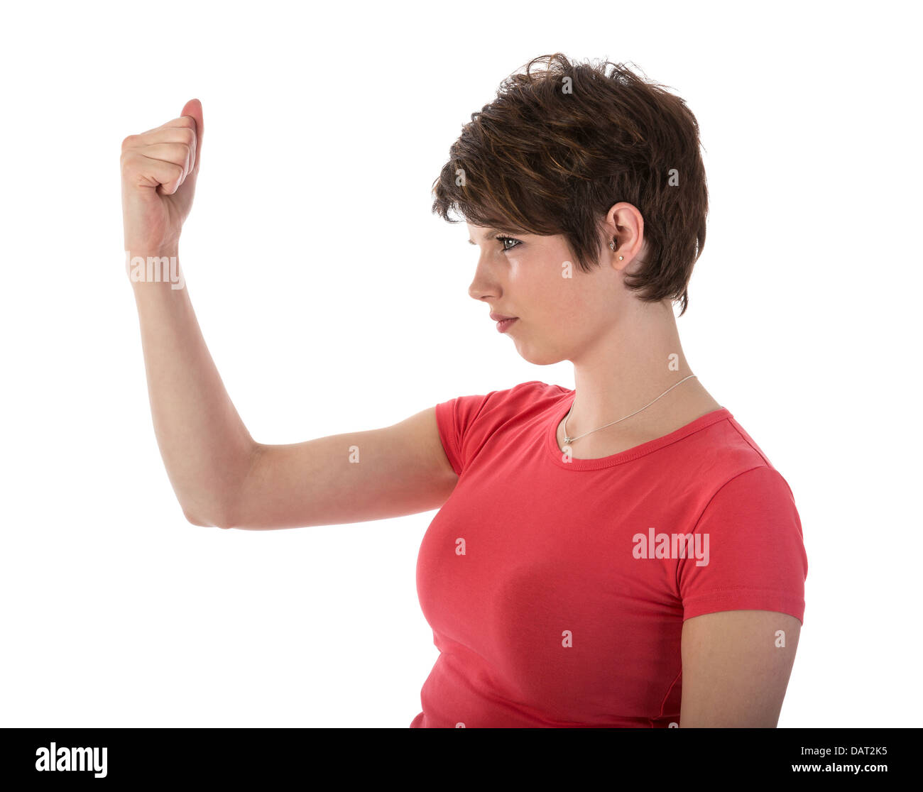Angry woman showing her fist Stock Photo - Alamy