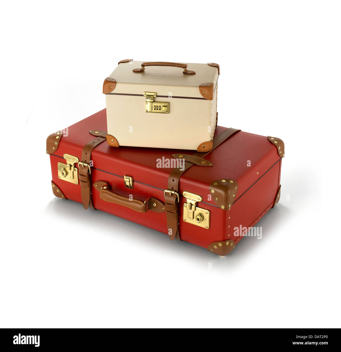 leather suitcases cut out onto a white background Stock Photo - Alamy