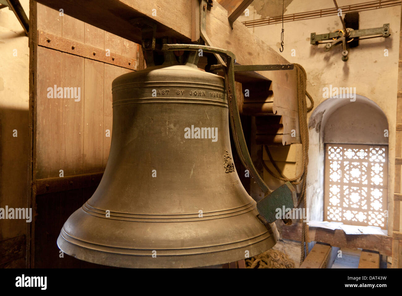 The bell at the top of the clock tower,Cardiff Castle,Wales Stock Photo ...