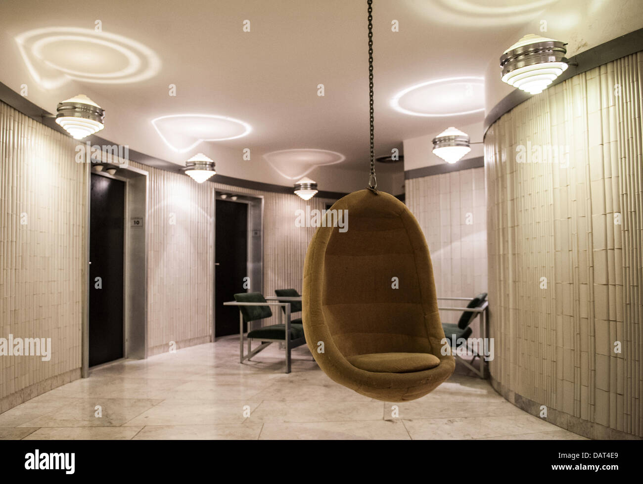 Interior of mountain hotel and television tower by famous Czechoslovak ...