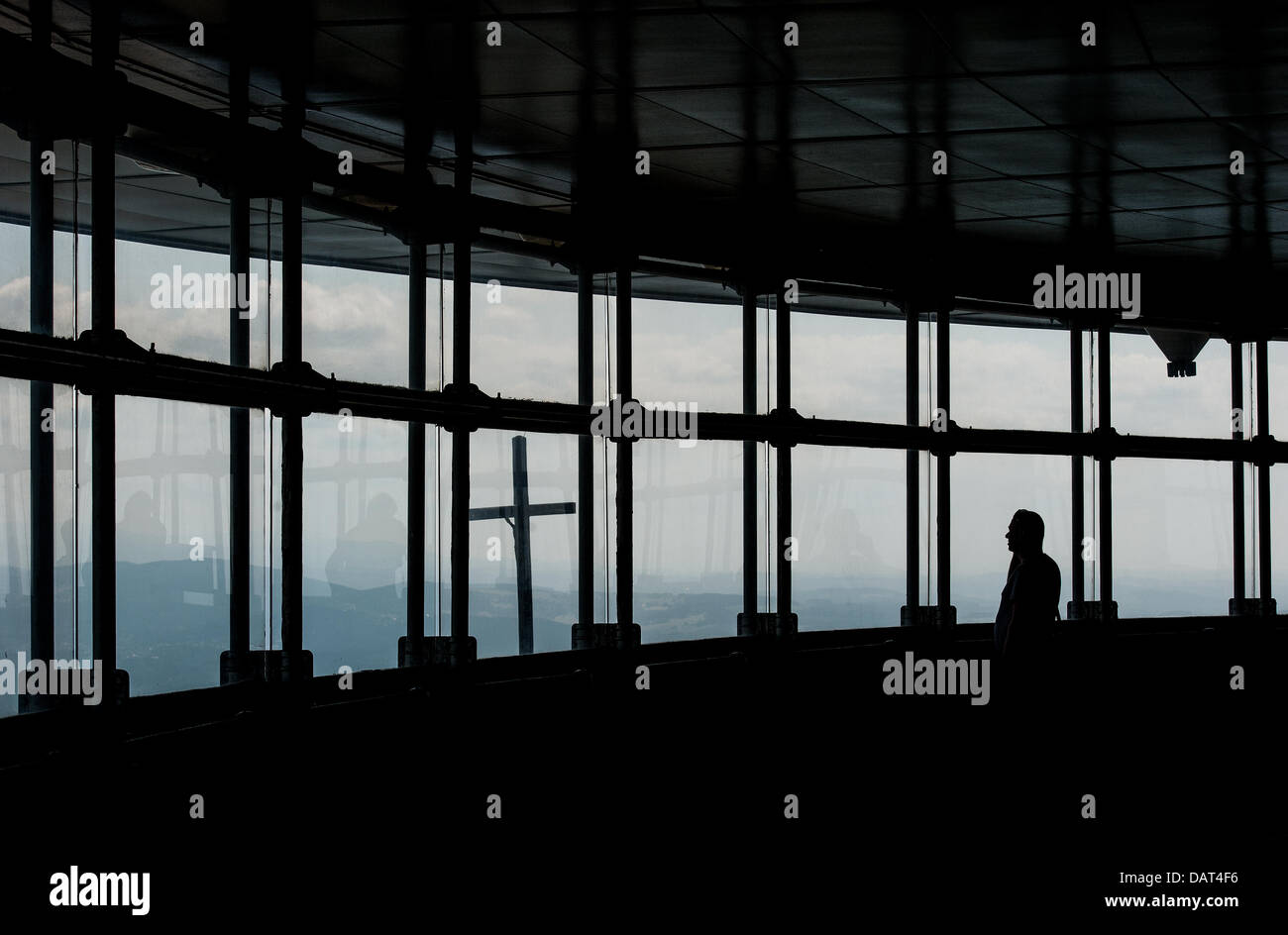 Interior of mountain hotel and television tower by famous Czechoslovak ...