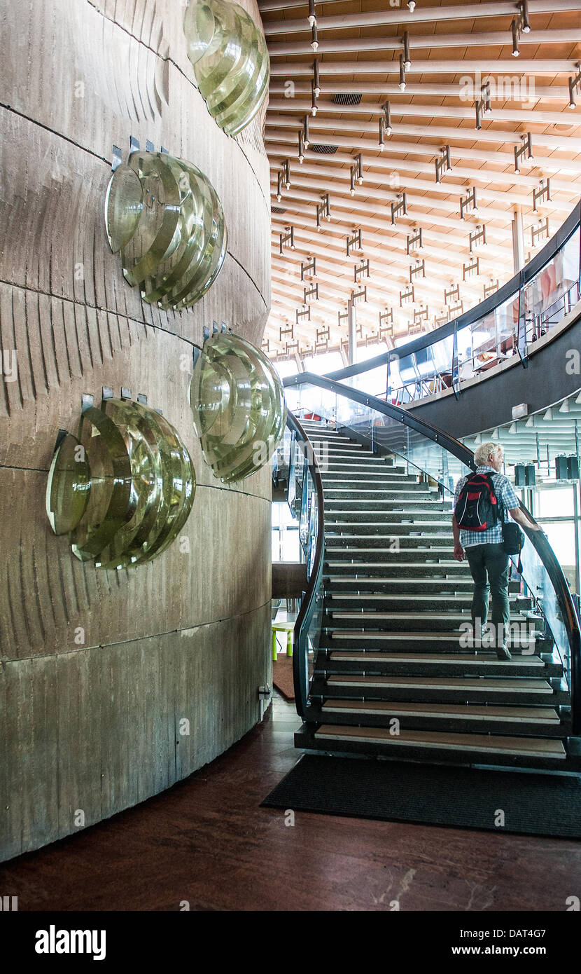 Interior of mountain hotel and television tower by famous Czechoslovak ...
