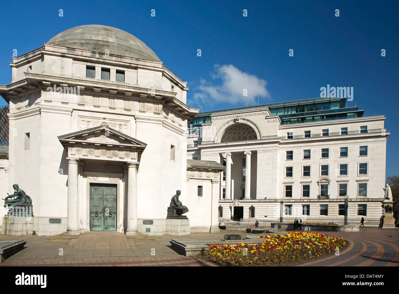 UK, England, Birmingham, Centenary Square, Hall of Memory War Memorial and Baskerville House ...