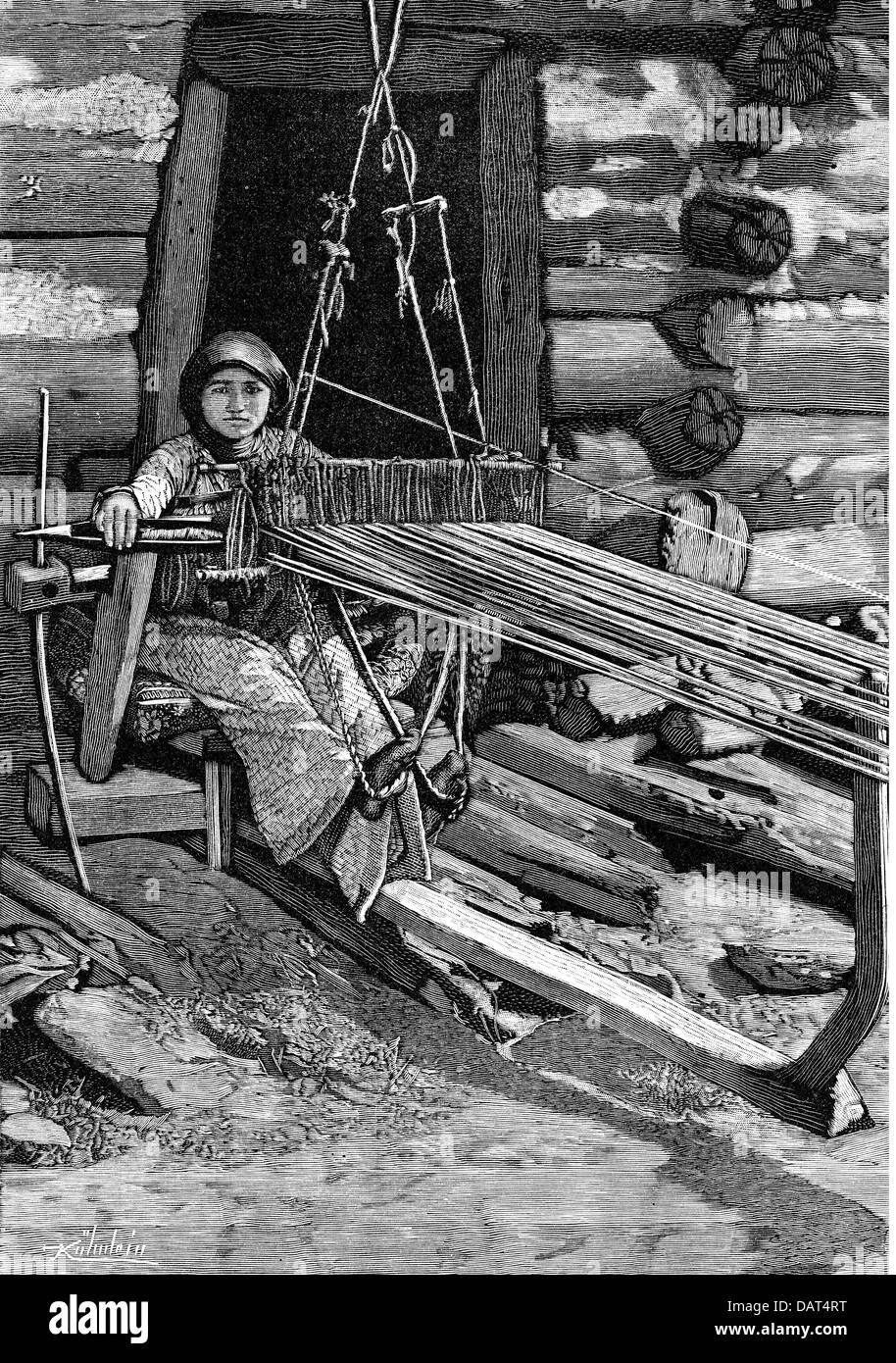 Weavers loom Black and White Stock Photos & Images - Alamy