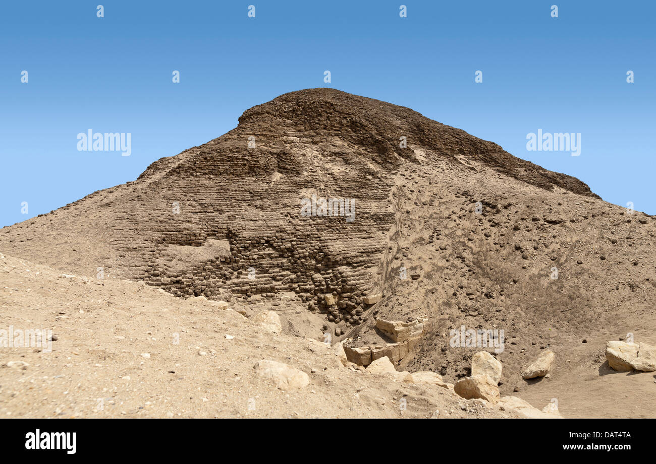 The mud -brick Hawara Pyramid built by pharaoh Amenemhat III, close to ...