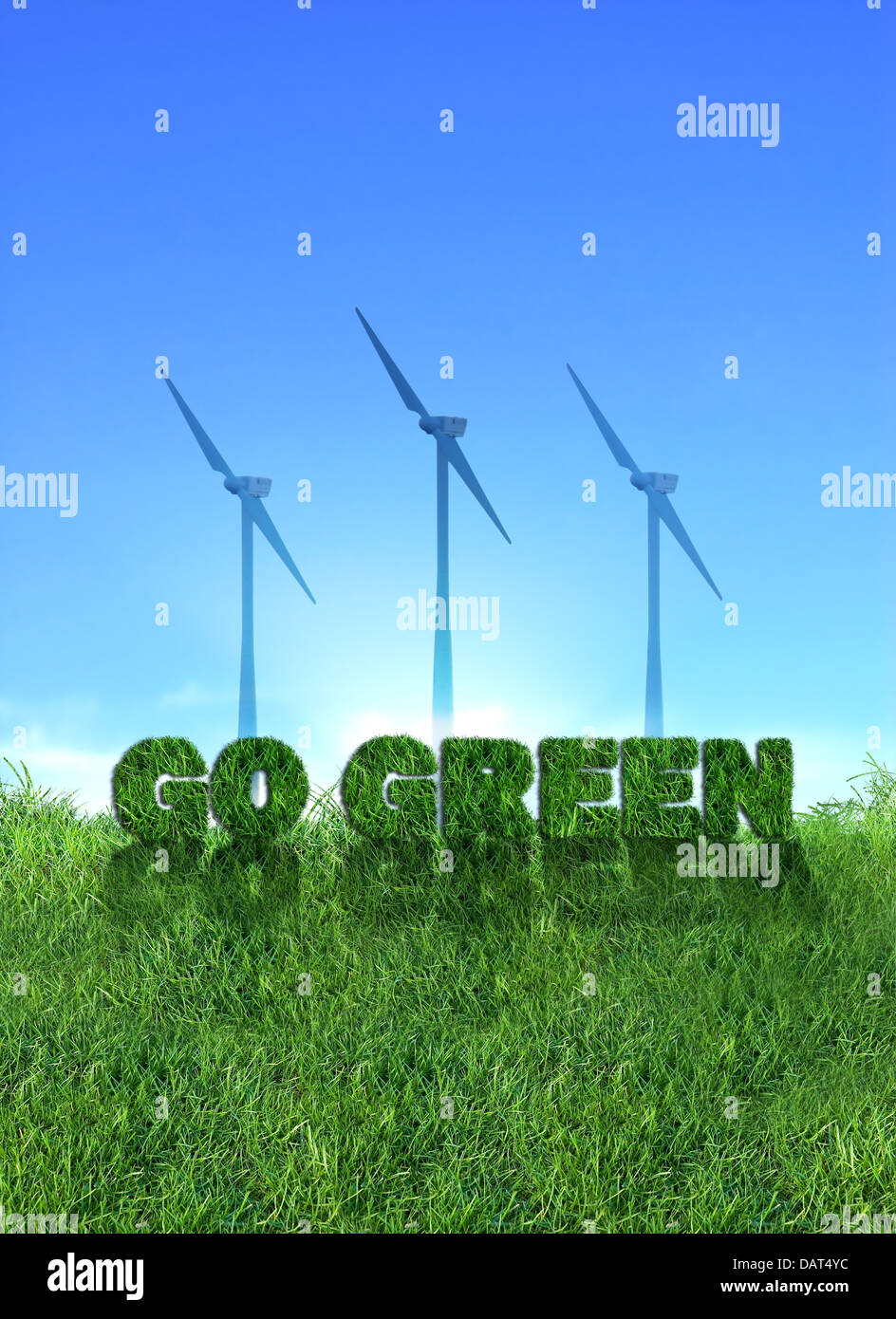 Go Green wind energy sign Stock Photo - Alamy