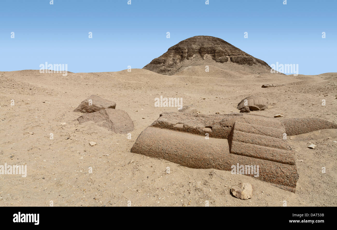 The mud -brick Hawara Pyramid built by pharaoh Amenemhat III, close to ...