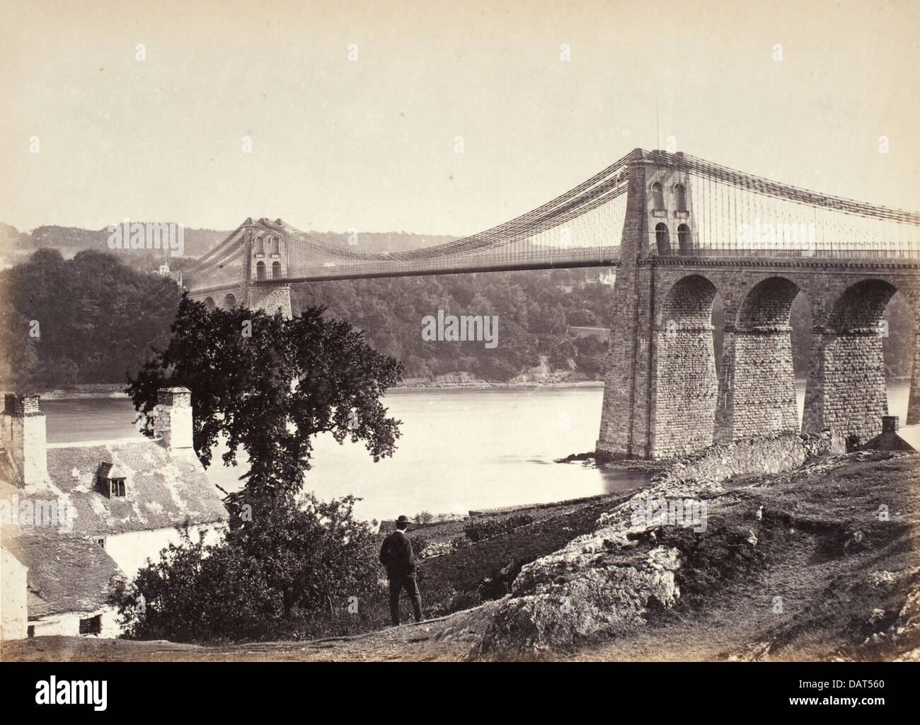 Bangor, Suspension Bridge, From Anglesey (254) M.2008.40.202.10 Stock ...