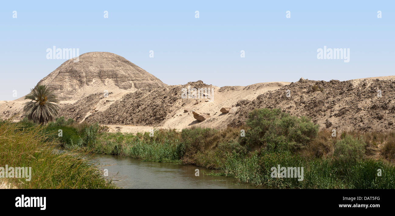 The mud -brick Hawara Pyramid built by pharaoh Amenemhat III, close to ...