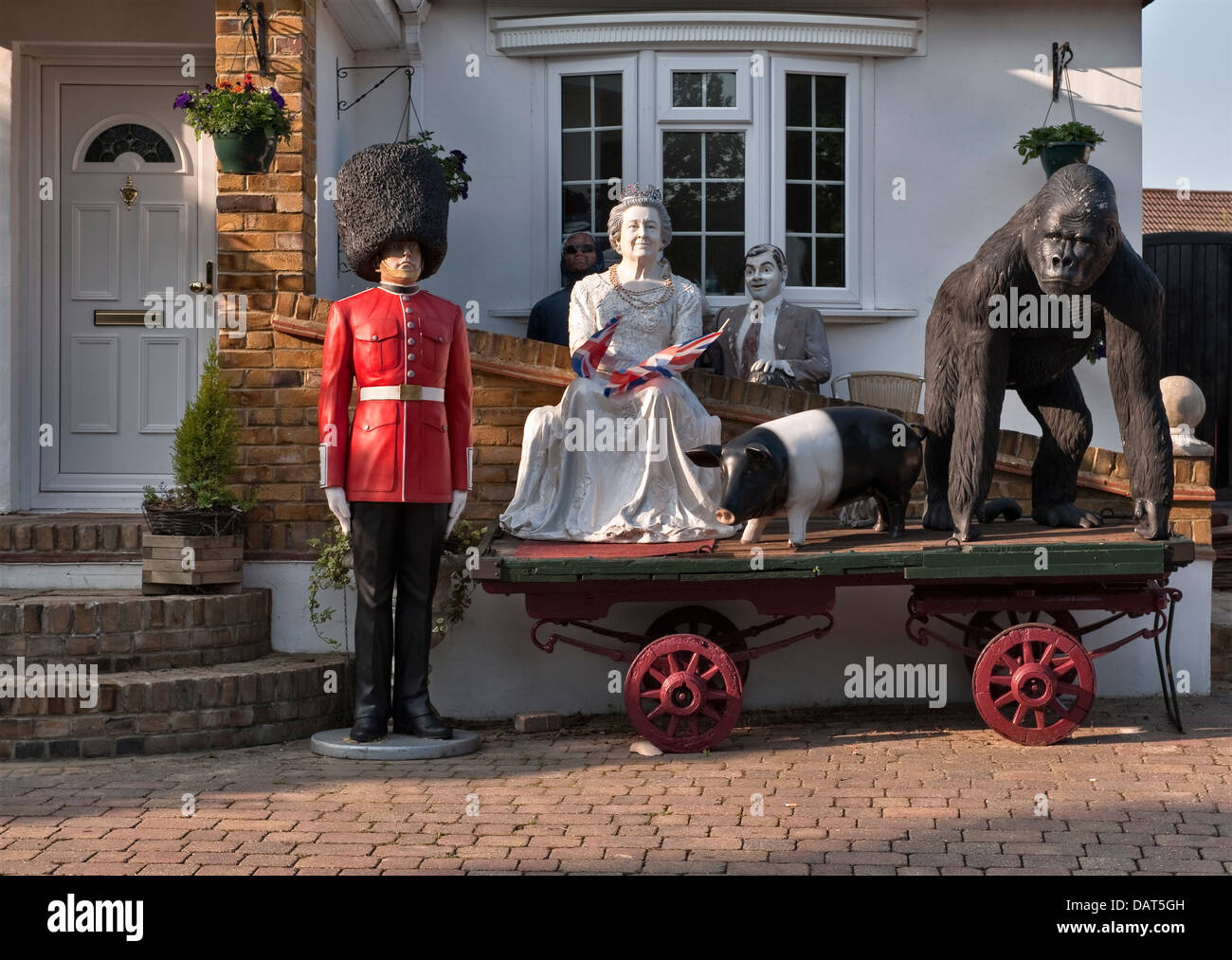 Eccentric garden sculptures outside a house in Lenham, Kent, UK Stock ...