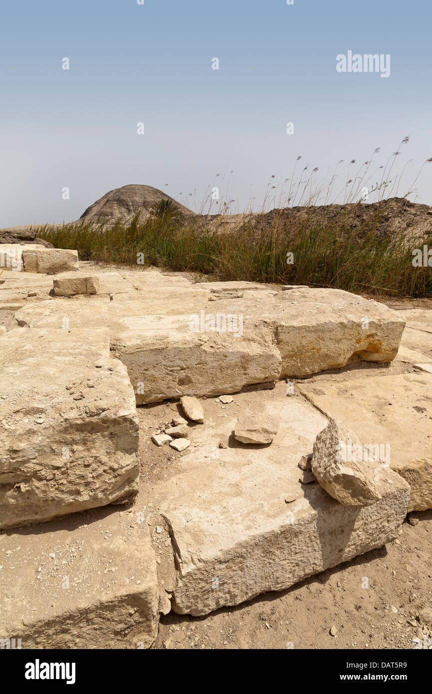 The newly excavated blocks close to the mud -brick Hawara Pyramid in ...