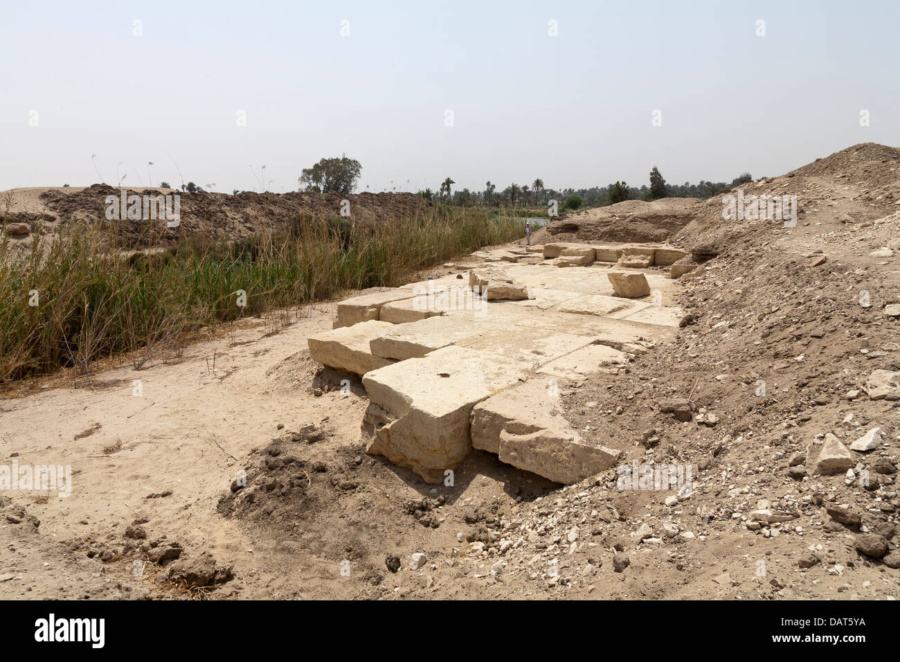 The newly excavated blocks close to the Hawara Pyramid in the Faiyum ...