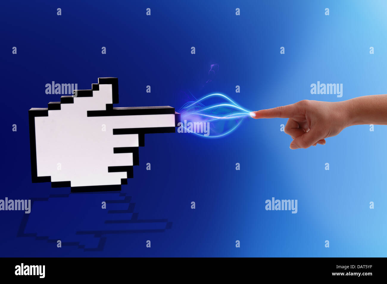 Computer cursor and human hand Stock Photo - Alamy
