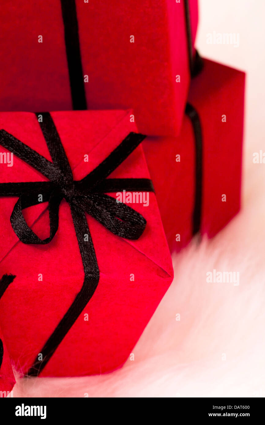 red gift boxes Stock Photo - Alamy