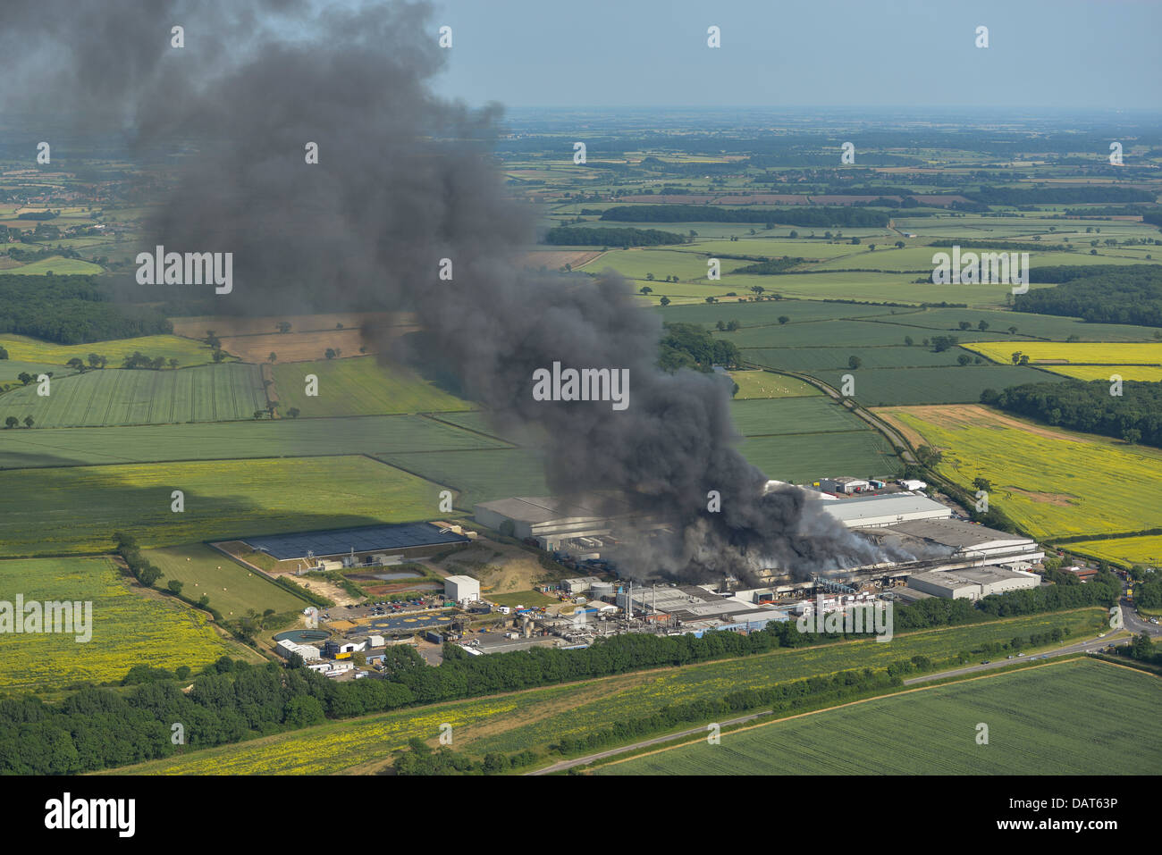 Aerial photograph of the Norbert Dentressangle factory fire Stock Photo ...