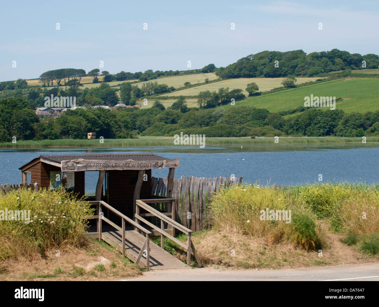 Slapton Ley view point, National Nature Reserve, Devon, UK 2013 Stock ...
