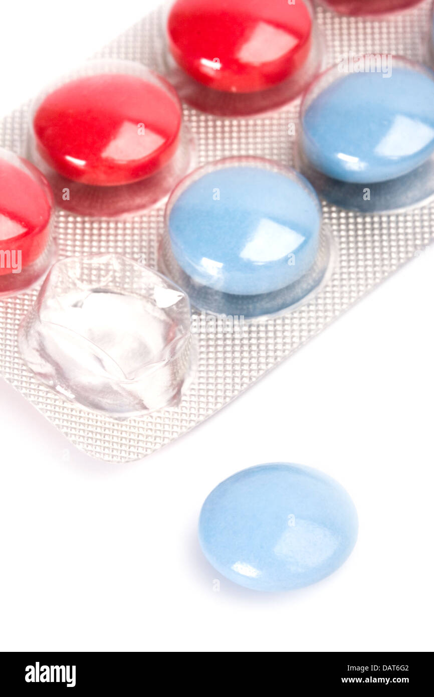red and blue pills Stock Photo - Alamy