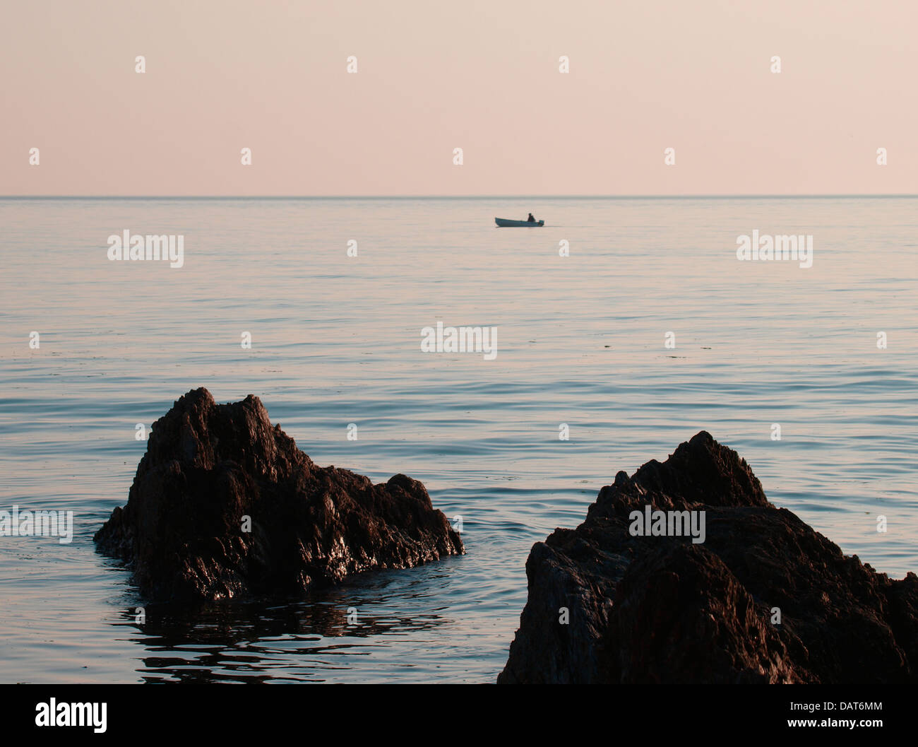 Silhouette man boat hi-res stock photography and images - Alamy