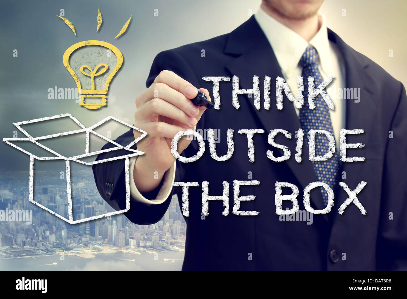 Businessman drawing think outside hi-res stock photography and images ...