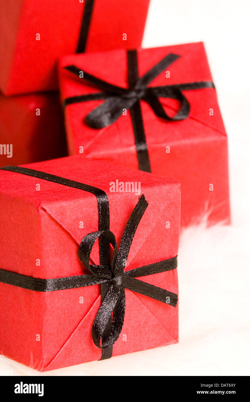 red gift boxes Stock Photo - Alamy